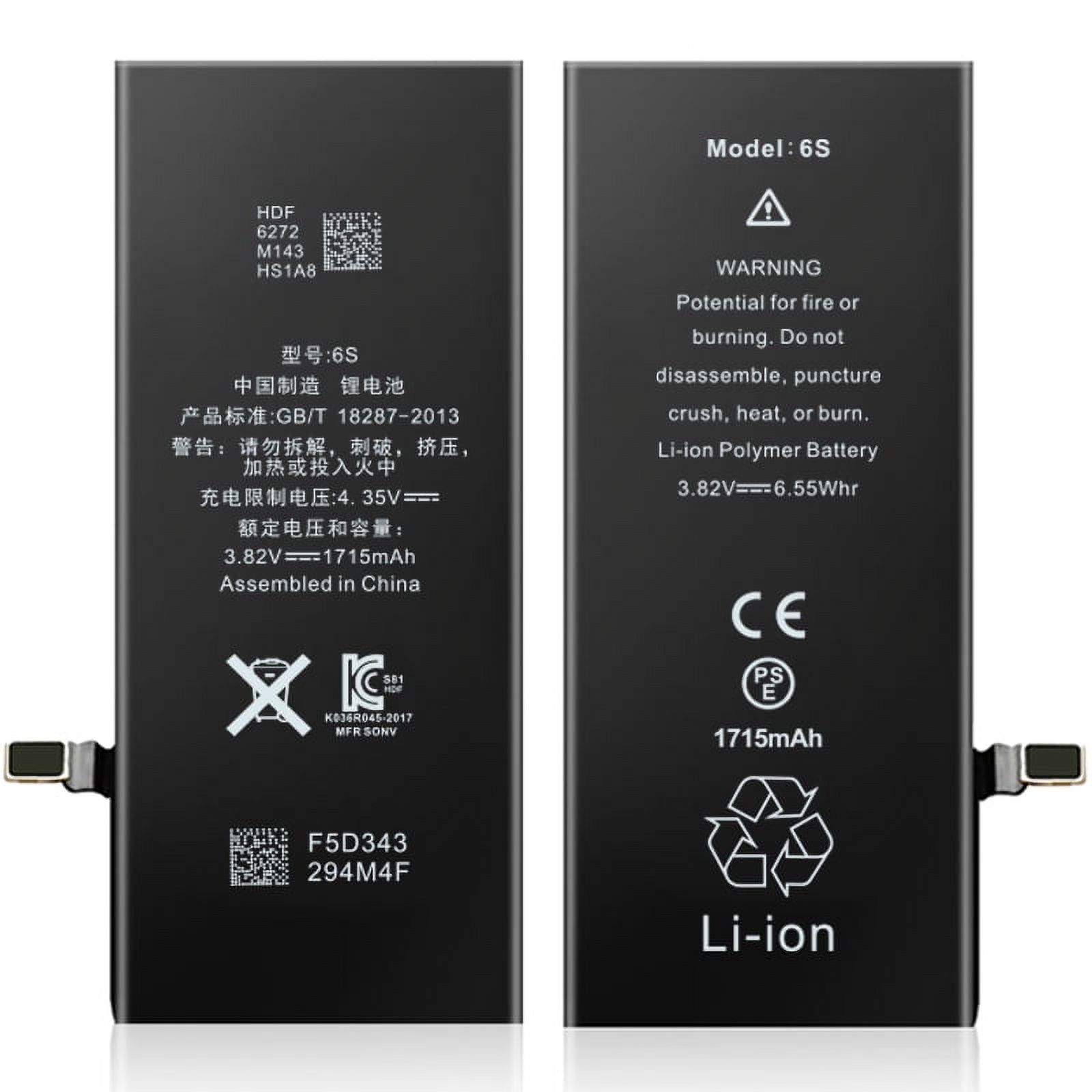 Replacement Battery Compatible with iPhone 6S, , 0 Cycle High Capacity ...