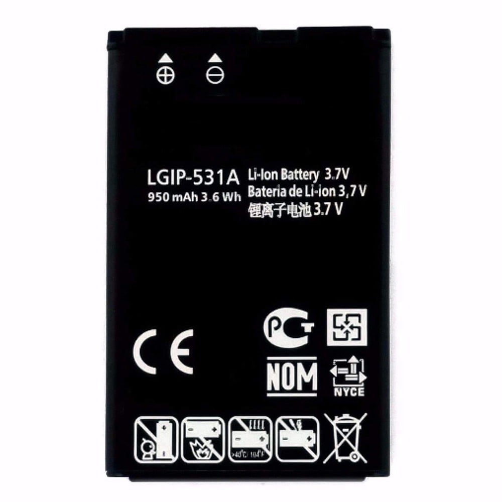Replacement Battery For LG 450 Cell Phones - LGIP-531A (950mAh, 3.7V ...