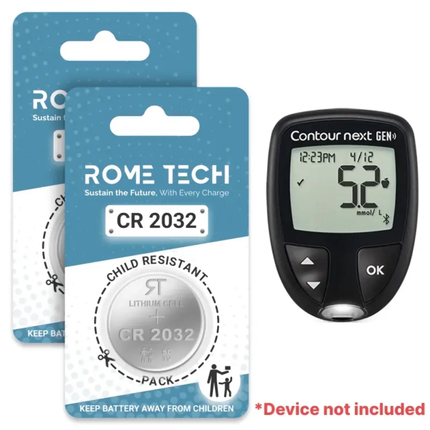 Replacement Battery for Contour Next Gen Blood Glucose Monitor - 2 Pack ...