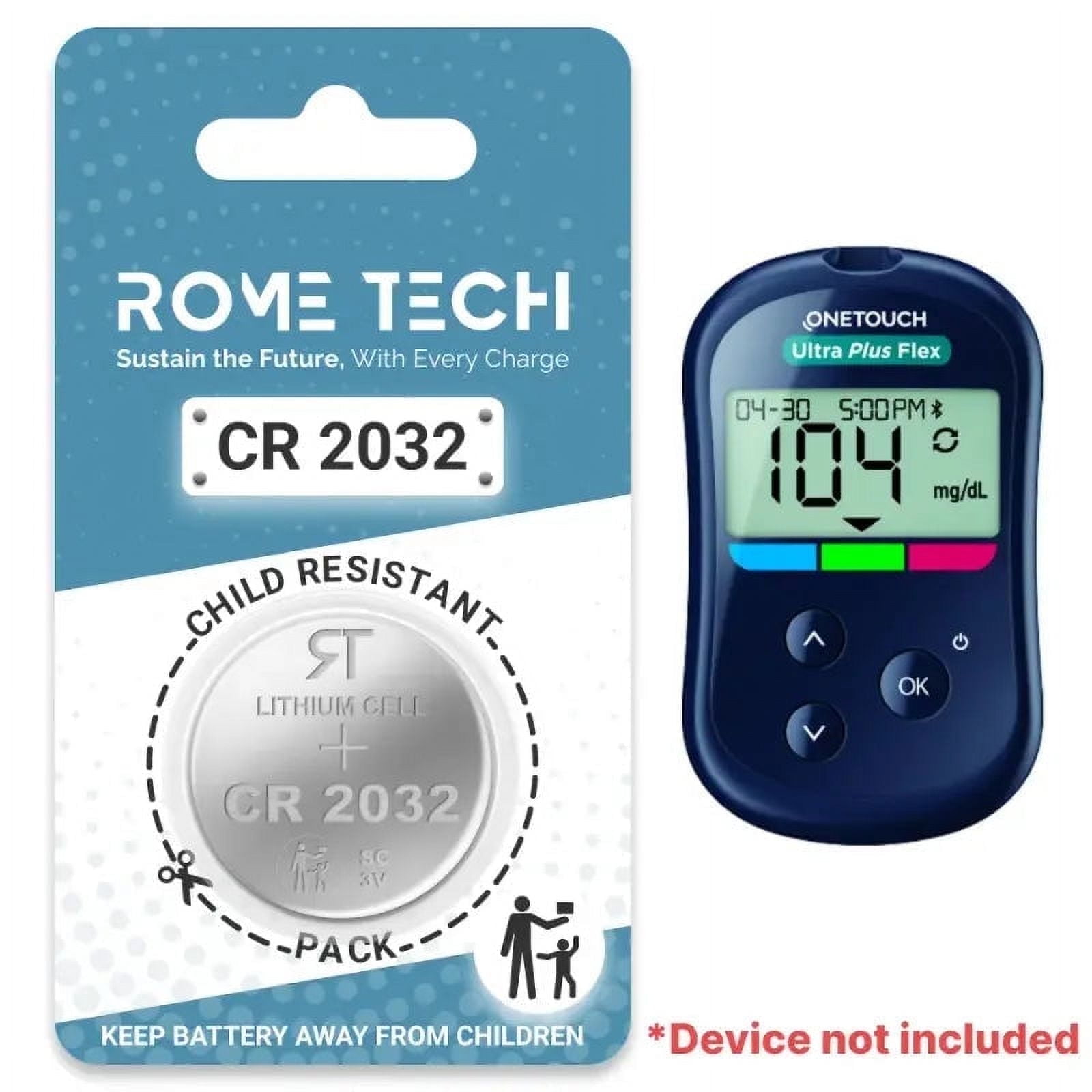 Replacement Battery for OneTouch Ultra Plus Flex Blood Glucose Monitor ...