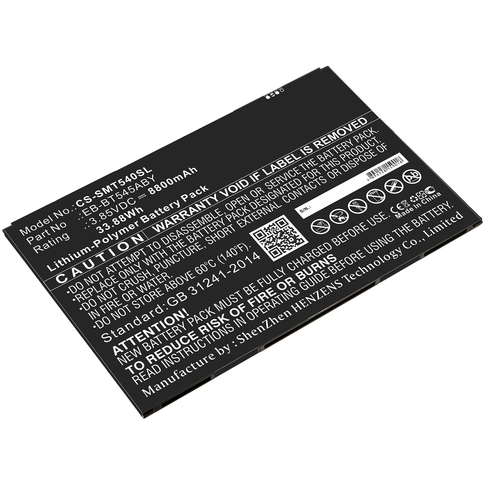 Replacement Battery for Samsung SM-T540,SM-T545,SM-T547,Tab Active Pro,Tab Active Pro 10.1,EB ...