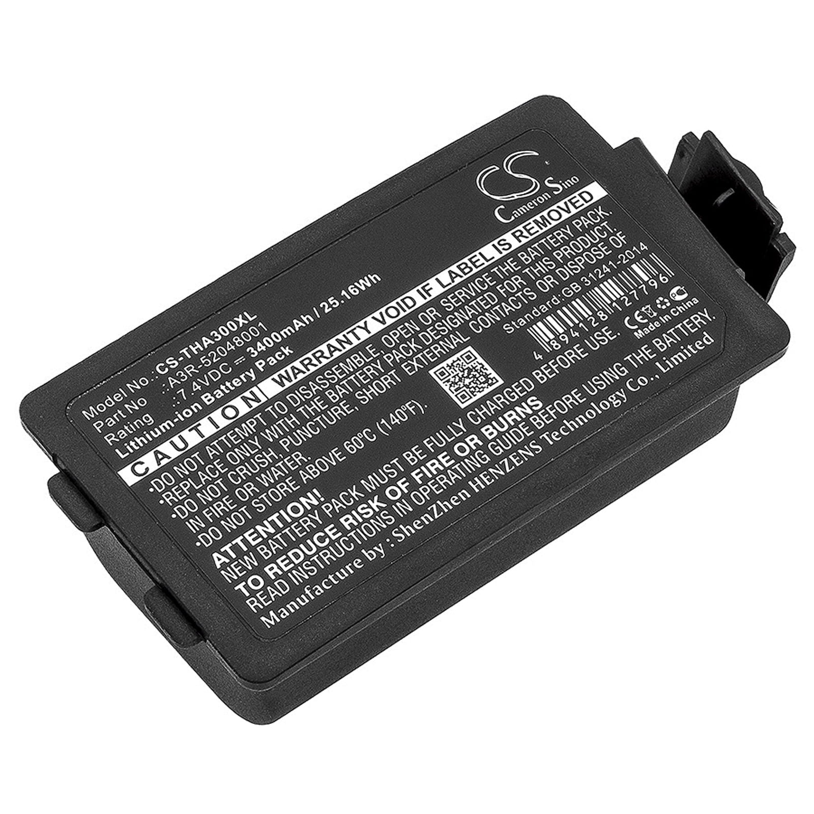 Replacement Battery for TSC Alpha 3R,A3R-52048001,7.4V/3400mAh ...