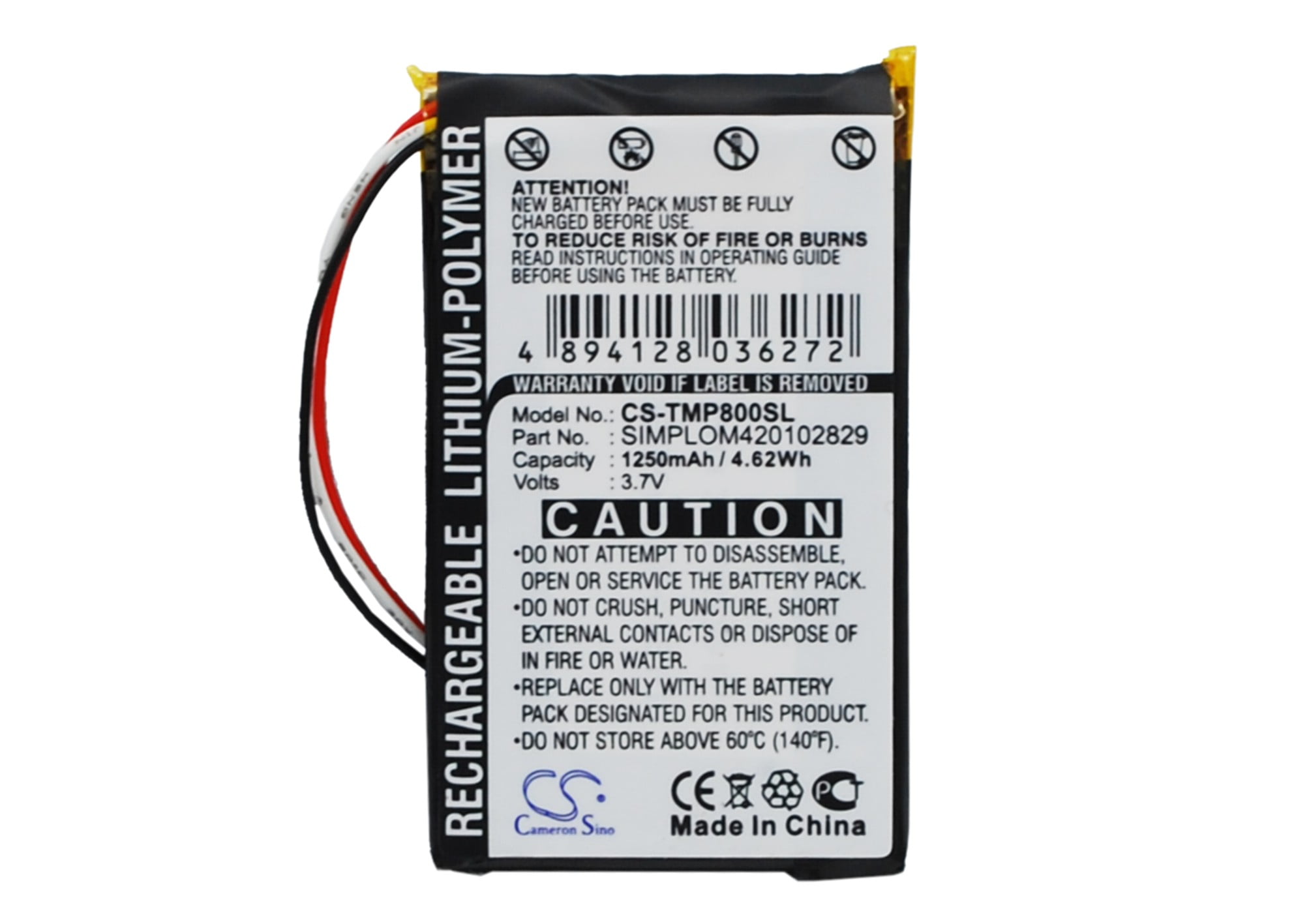Replacement Battery for TomTom Pro 8000,SIMPLOM420102829,3.7V/1250mAh ...