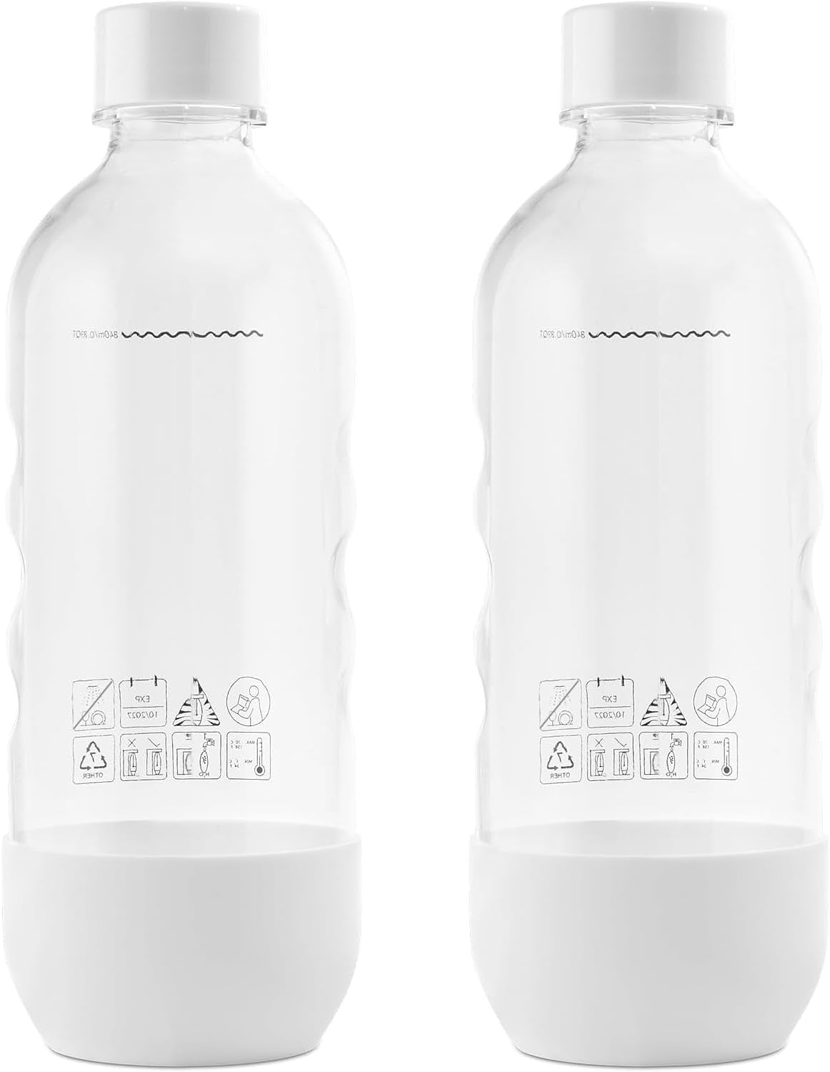 Replacement Bottle for sodastream Carbonating Sparkling Water Machine 1 Liter (2-Pack, White ...