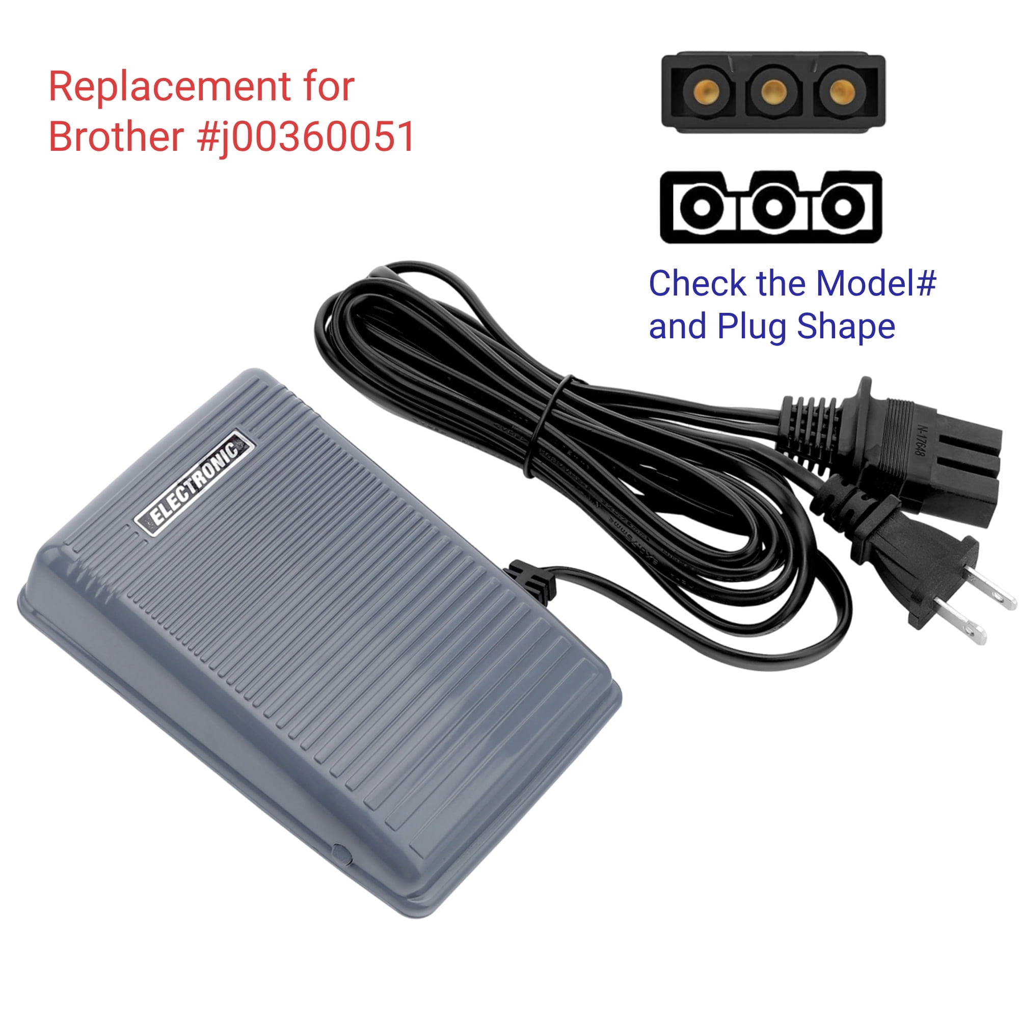 Replacement Brother Sewing Machine Foot Pedal and Power Cord Compatible ...