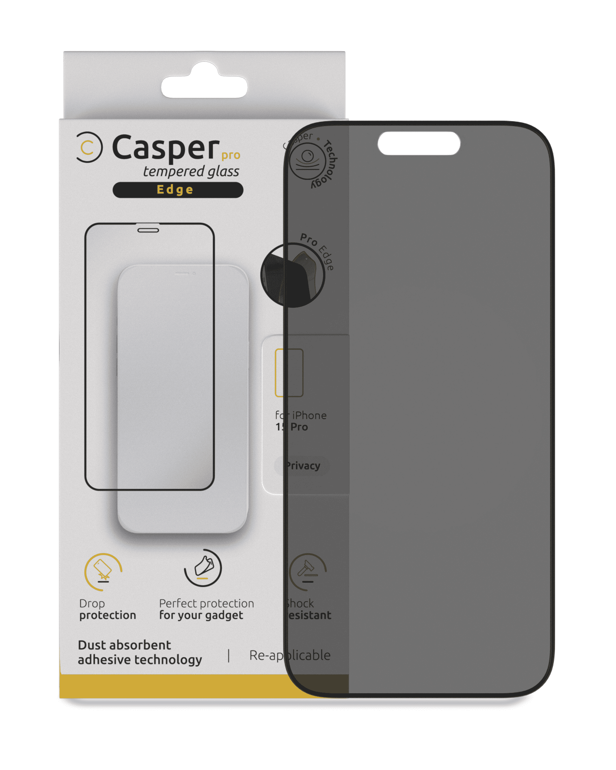 Replacement Casper Pro Edge Tempered Glass Compatible For iPhone 15 Pro ...