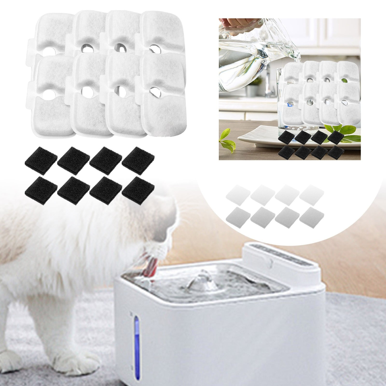 Replacement Filters for Water Dispenser - Quiet Pet Filter Set 8 Pack ...