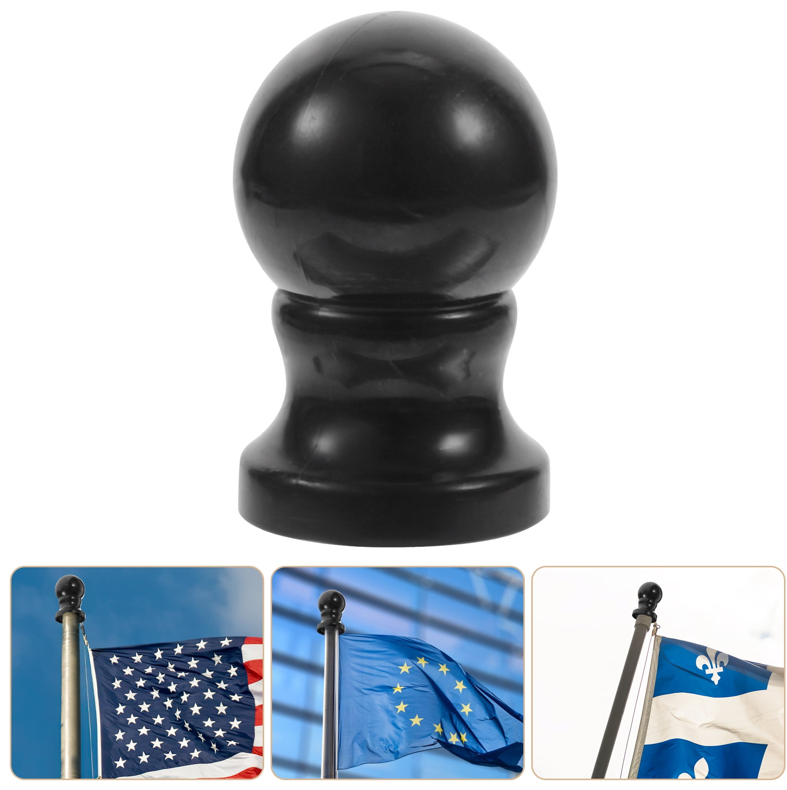 FRCOLOR Flagpole Finial Ball Black ABS 1Set 1.77X1.77X2.75in - Walmart.com