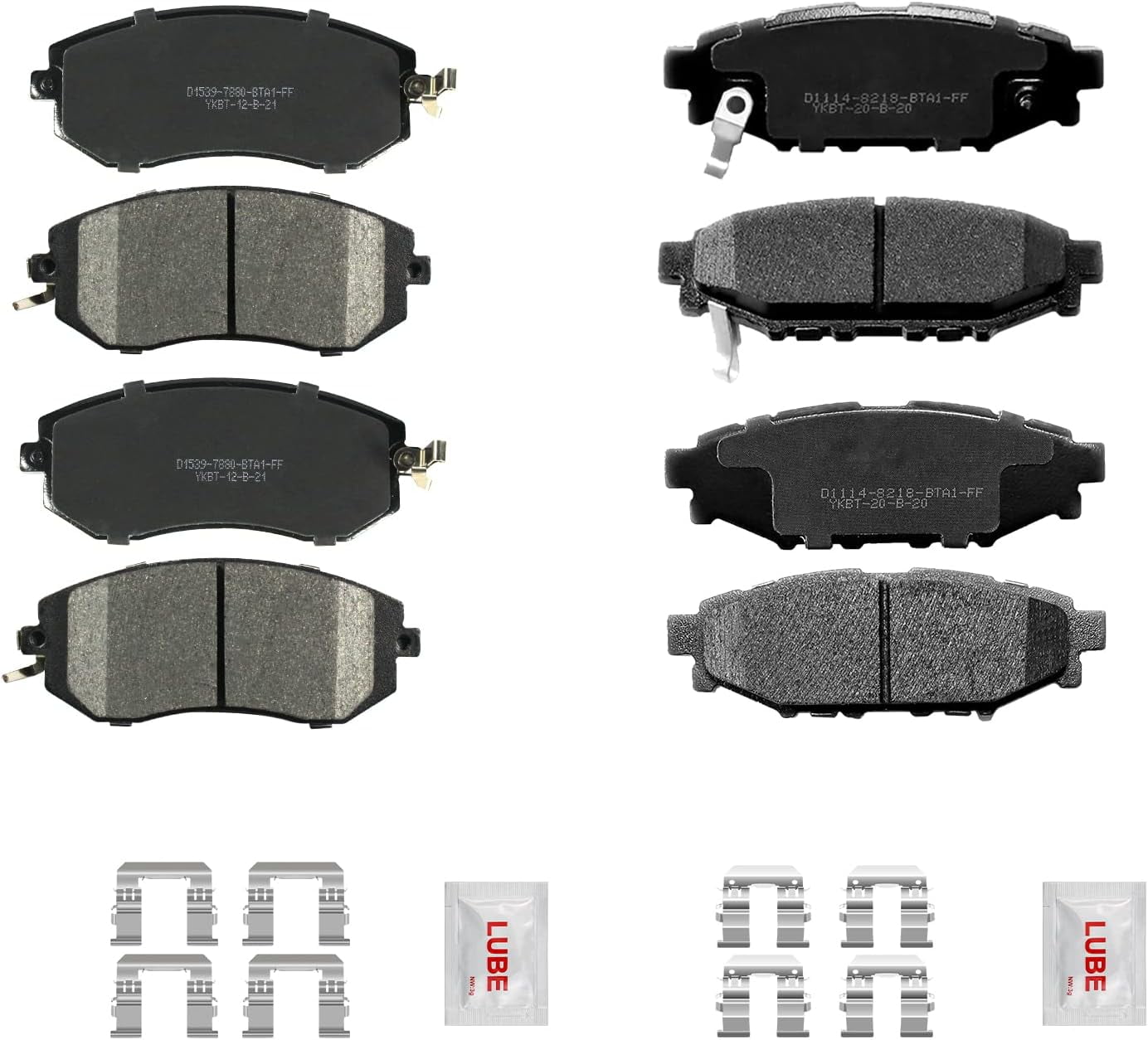 Replacement Front and Rear Ceramic Disc Brake Pad Kit w/Hardware for ...
