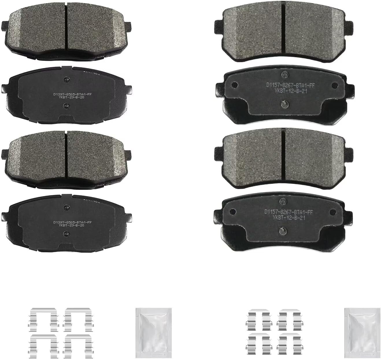Replacement Front and Rear Ceramic Disc Brake Pad Kit w/Hardware for ...