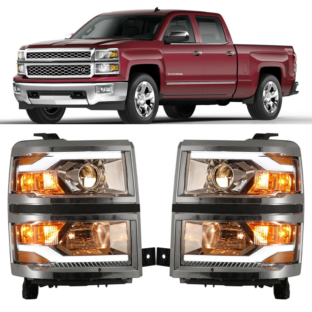 2014-2015 Chevy Silverado 1500 LED Headlight Assembly with DRL, Turn ...