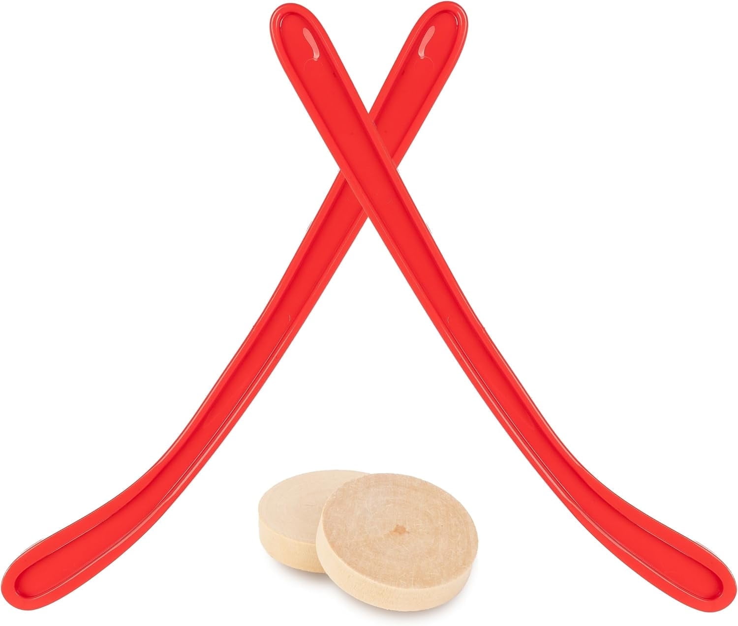 Replacement Hockey Stick and Wooden Puck Set, 2 Sticks & 2 Pucks ...