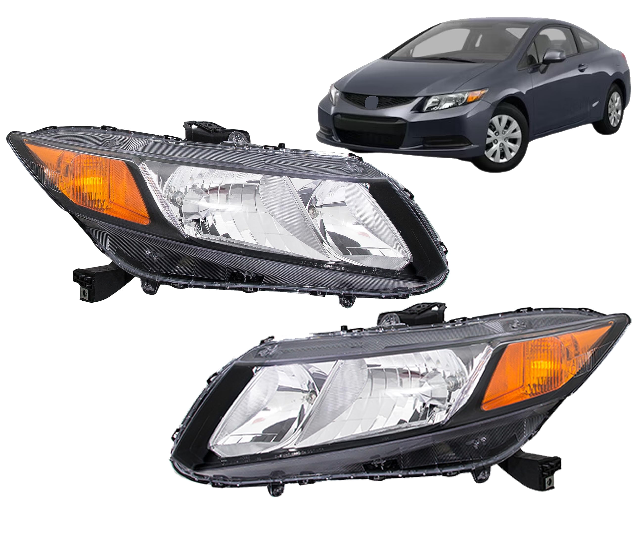 Replacement for Honda Civic 2012 DOT/SAE Compliant Halojen Headlight ...