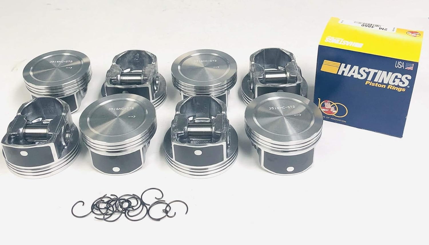 Replacement Hypereutectic Dish Top Pistons & Matching Rings compatible ...