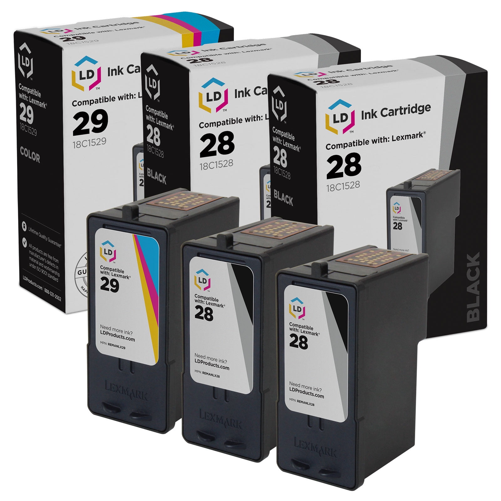LD Products Compatible Replacement Lexmark #28 & #29 3pk Ink Set ...