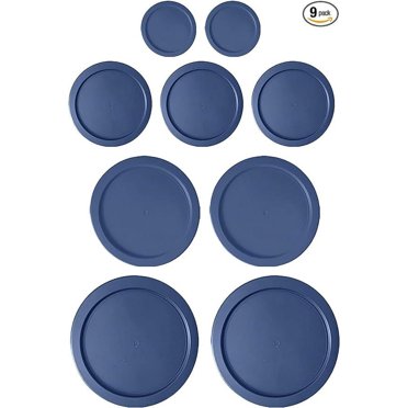 Pyrex (6) 7202-PC 1-Cup Round Red Lids & (6) 7202-PC 1-Cup Blue Lids ...