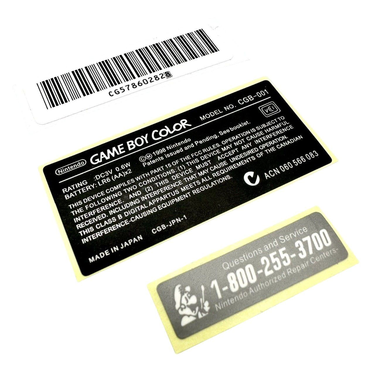 Replacement OEM Stickers For Nintendo Gameboy Color Service Label ...