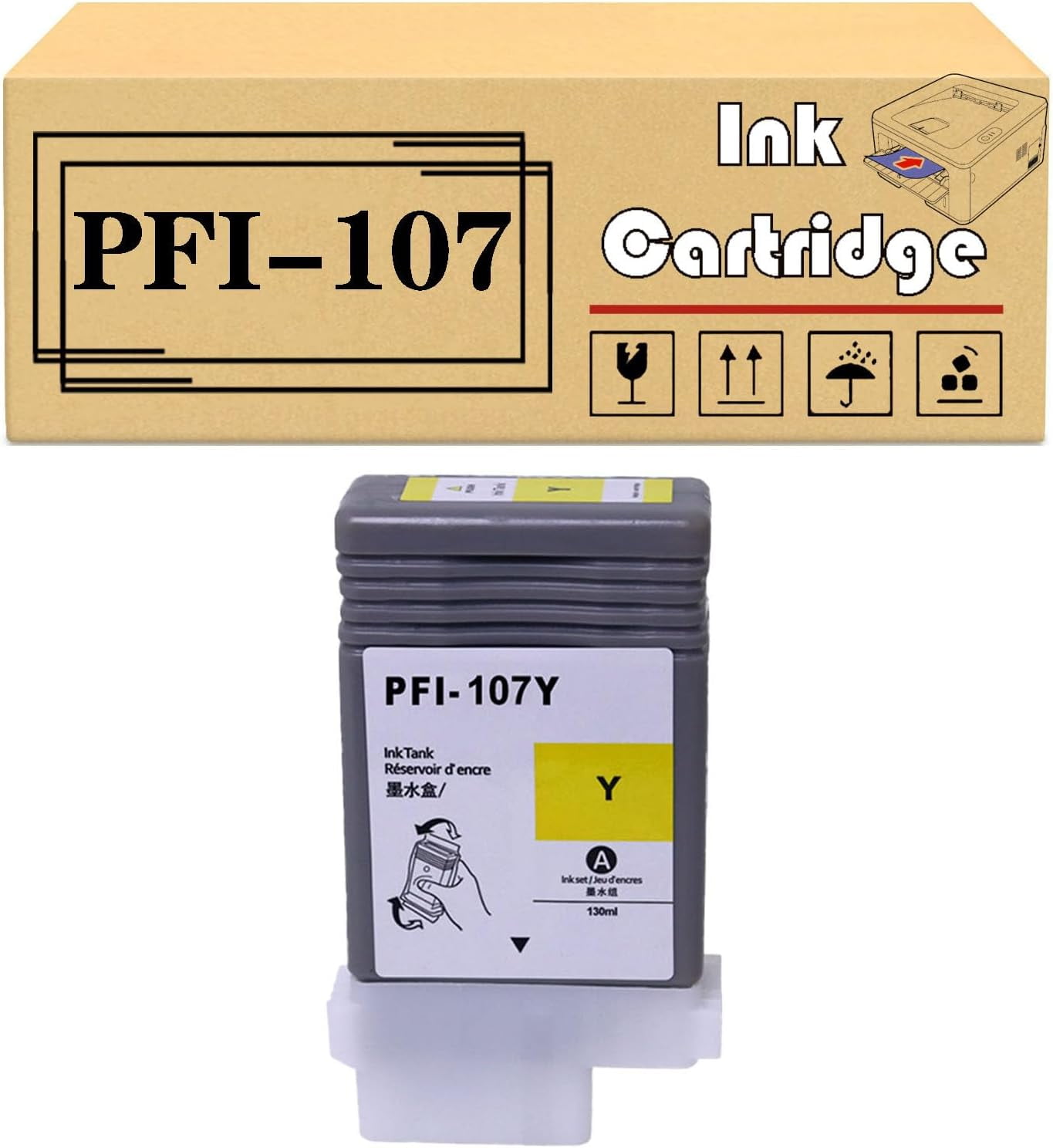 Replacement PFI-107 130ML Ink Cartridges Compatible for Canon IPF770 IPF780 IPF670 IPF680 IPF685 ...