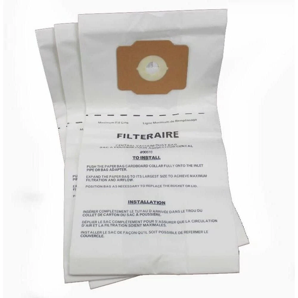 Replacement Part For Beam BU165 Central Vacuum Paper Bags 3PK # 110360 ...