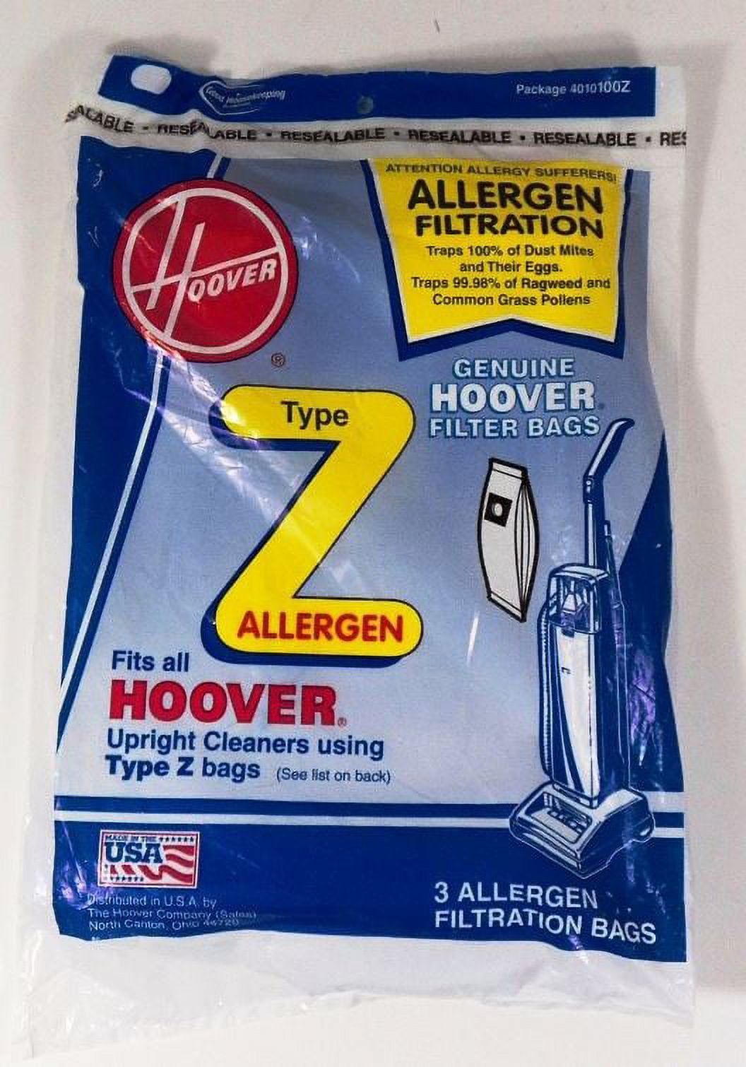 Replacement Part For Hoover 3PK, Z UPRIGHT-MICRO, PAPER BAGS 4010100Z ...