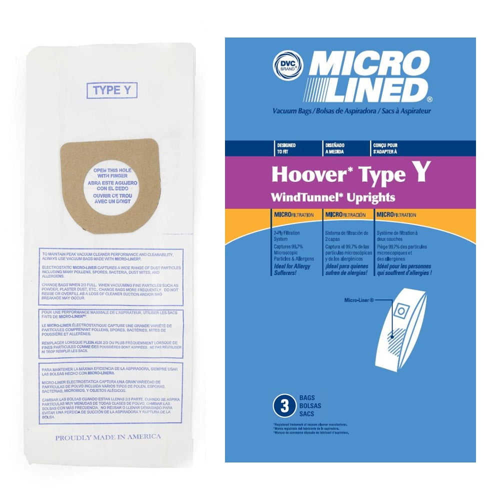 Replacement Part For Hoover DVC Micro-Lined Paper Bags Style Y Fit ...