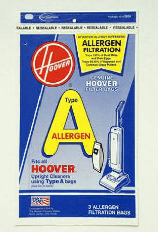 Replacement Part For Hoover Type A Allergen Bag - 3 pack, 4010100A ...