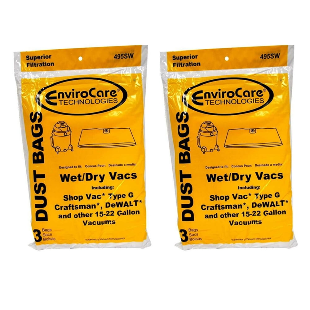 Compatible with Shop Vac 15-22 Gallon Vacuum Paper Bags :- 495SW (2Pk 6 ...