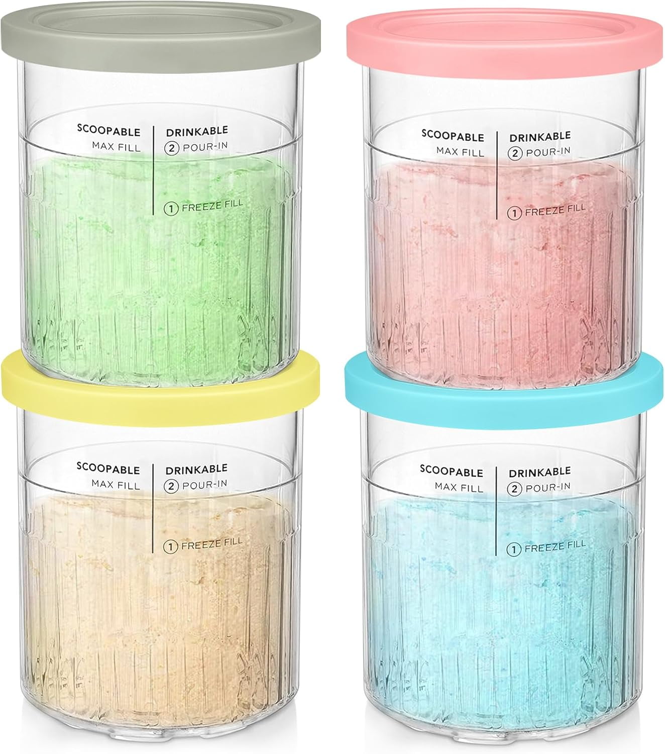 Replacement Pints and Lids - 24oz. Containers Compatible with Ninja ...