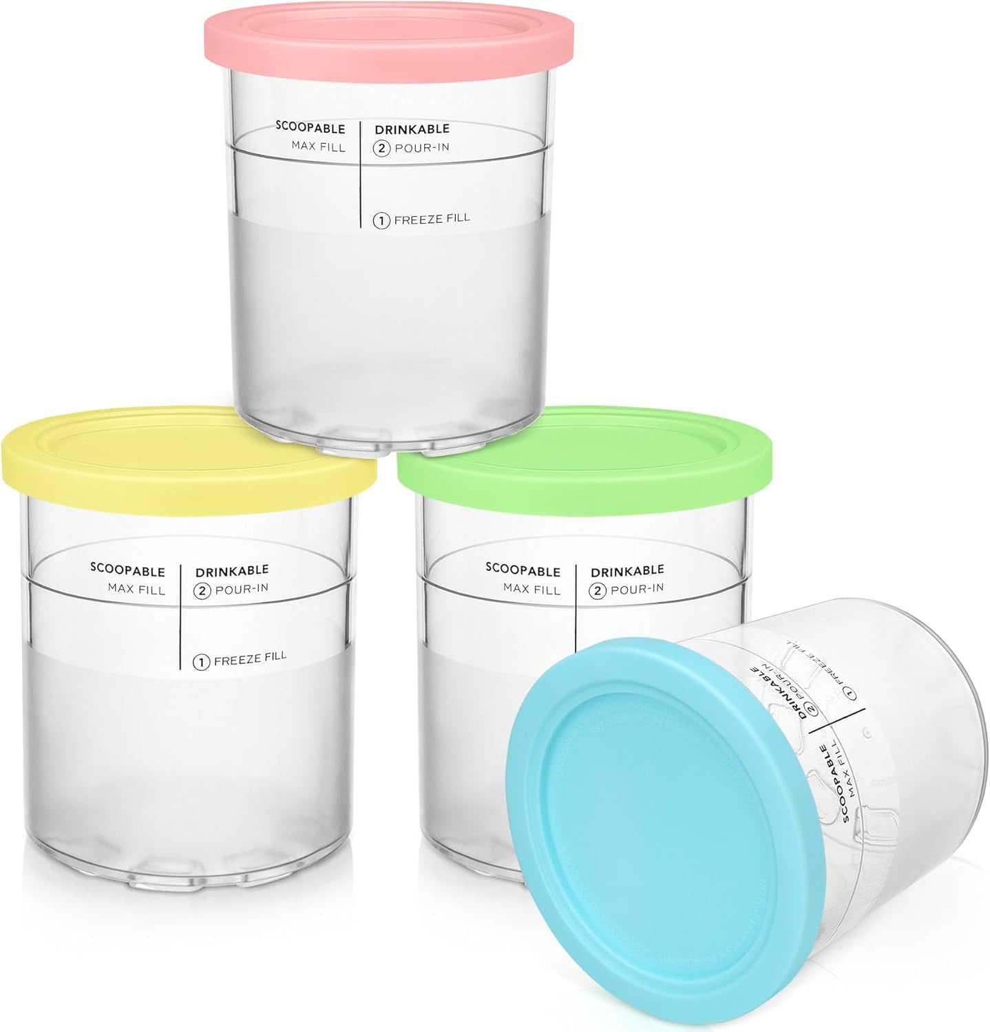 Replacement Pints and Lids for Ninja Deluxe 11-in-1 Creami Maker, Extra ...