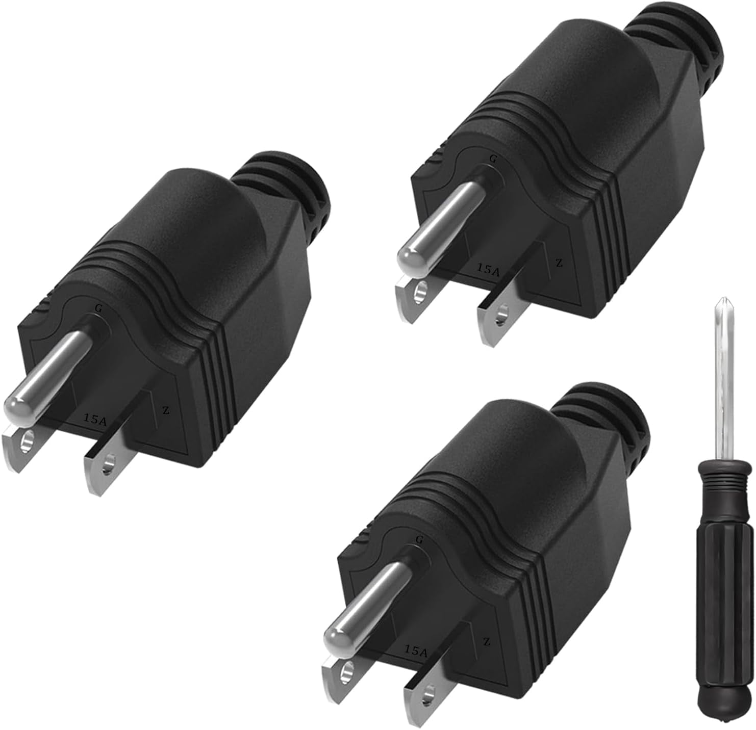 Replacement Plugs, 3 Pack 3 Prong Replacement Plug with 1 Screwdriver ...
