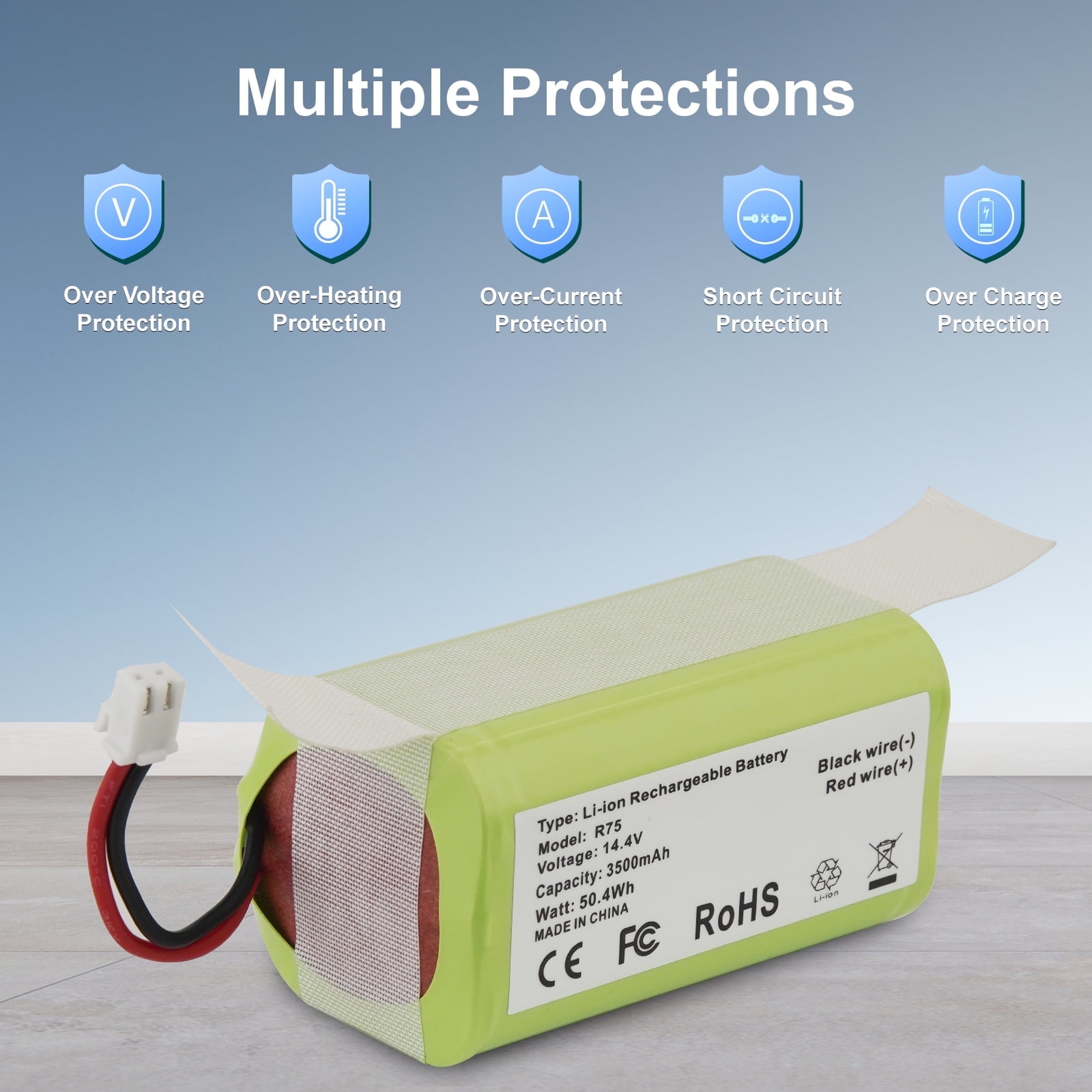 Replacement RVBAT850 Battery for Shark Ion R75, RV761, RV850C, RV1000S ...