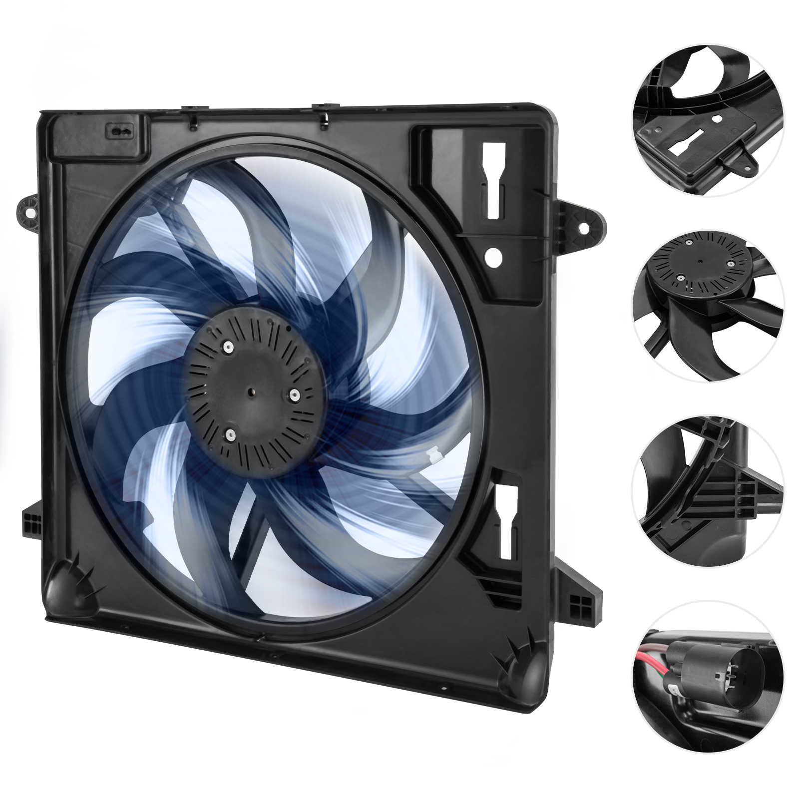 Replacement Radiator Cooling Fan for 12-18 Jeep Wrangler, 7-Blade PA66 ...