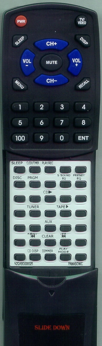 Replacement Remote for PANASONIC RTN2QAGB000025, N2QAGB000025, SAAK110 ...
