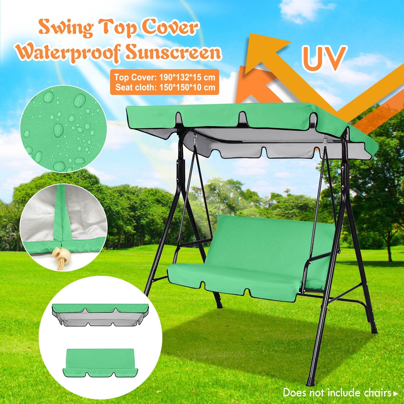 Replacement Swing Canopy Cover - Waterproof Sun Shade for Porch Swings ...