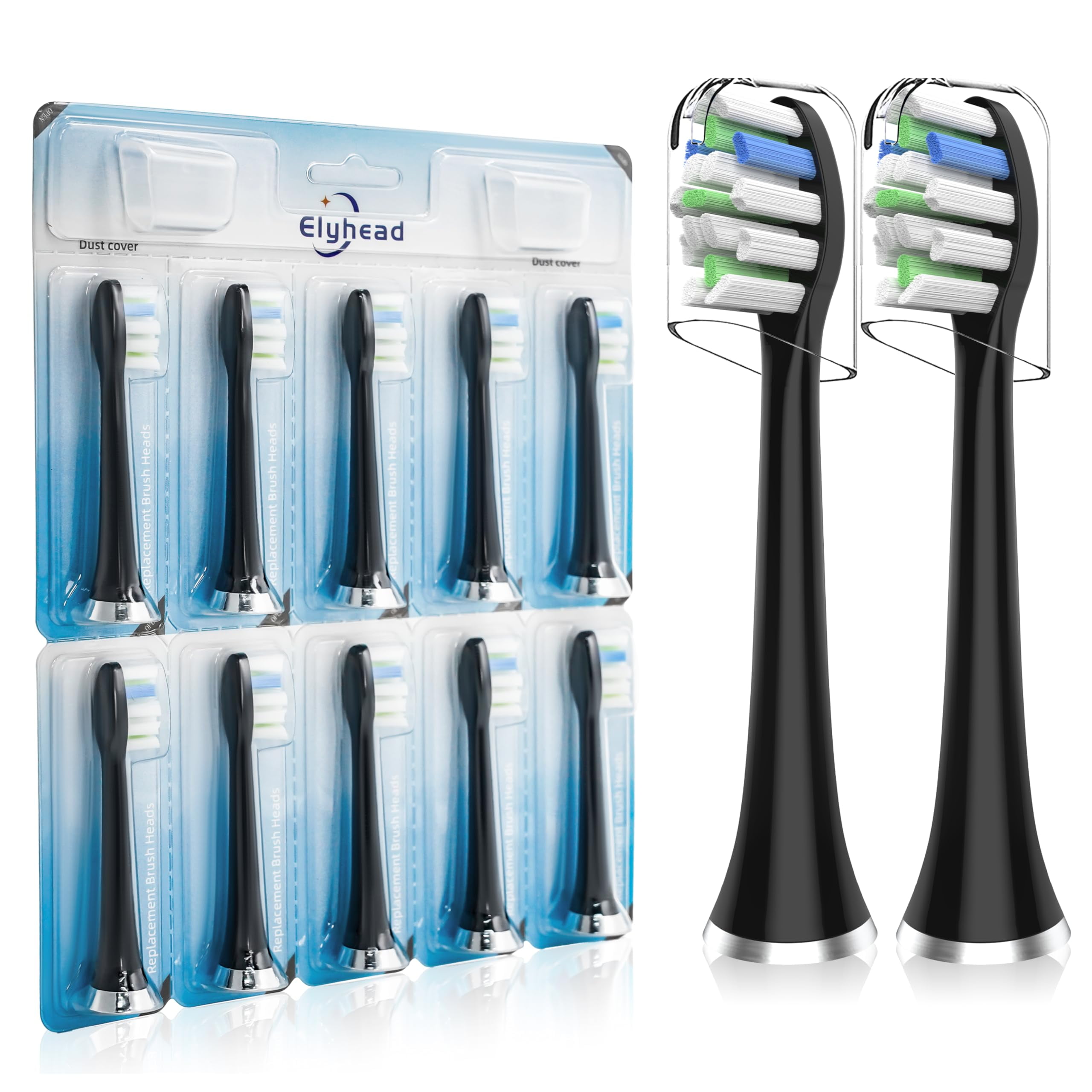 Replacement Toothbrush Heads Compatible DHF10 with AquaSonic Black ...
