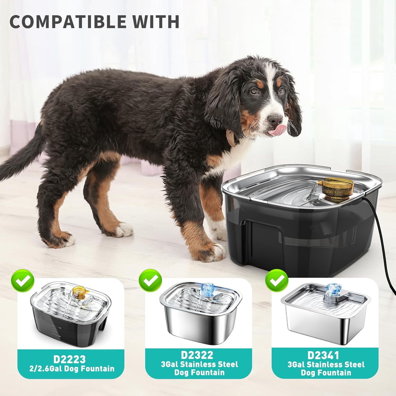 Replacement Water Pump for 2.6 Gallon Dog Fountain Stainless Steel ...