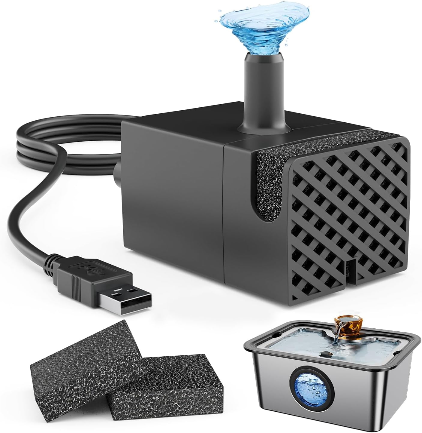 Replacement Water Pump for IAD 12L/3Gal Stainless Steel Dog Fountain ...
