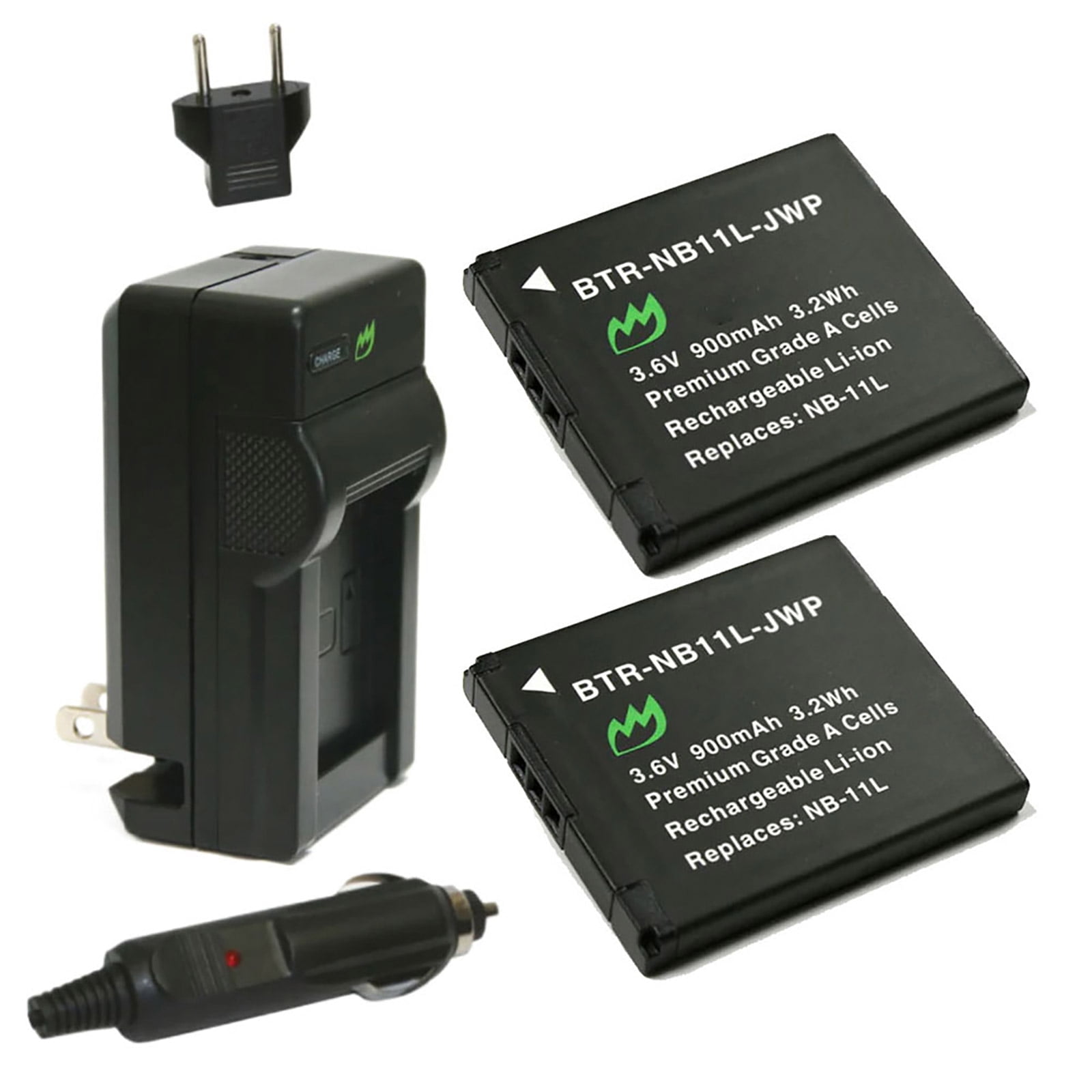 Replacement for Canon ELPH 360 HS Battery (2-Pack, 900mAh) and Charger ...