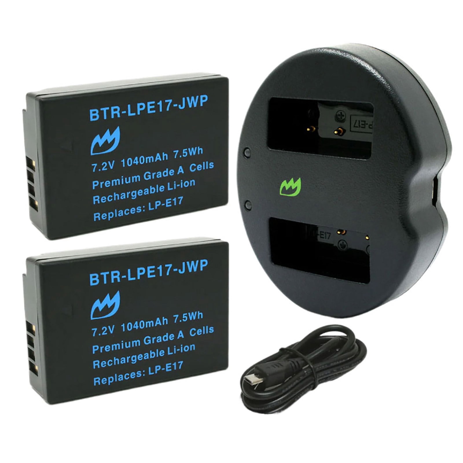 Replacement for Canon LP-E17 Battery (2-Pack, 1040mAh) and Dual Charger ...