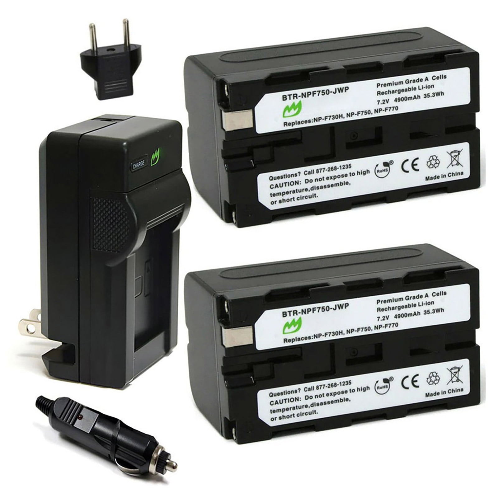 Replacement for Sony NP-F770 Battery (2-Pack, 4900mAh, L-Series) and ...