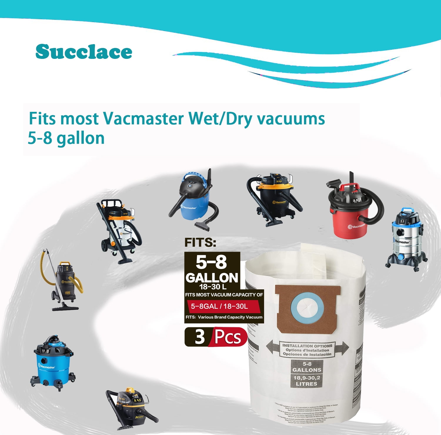 Replacement for Vacmaster 5 - 6 Gallon Standard Dust Bag, 3 Pack, VDBS ...