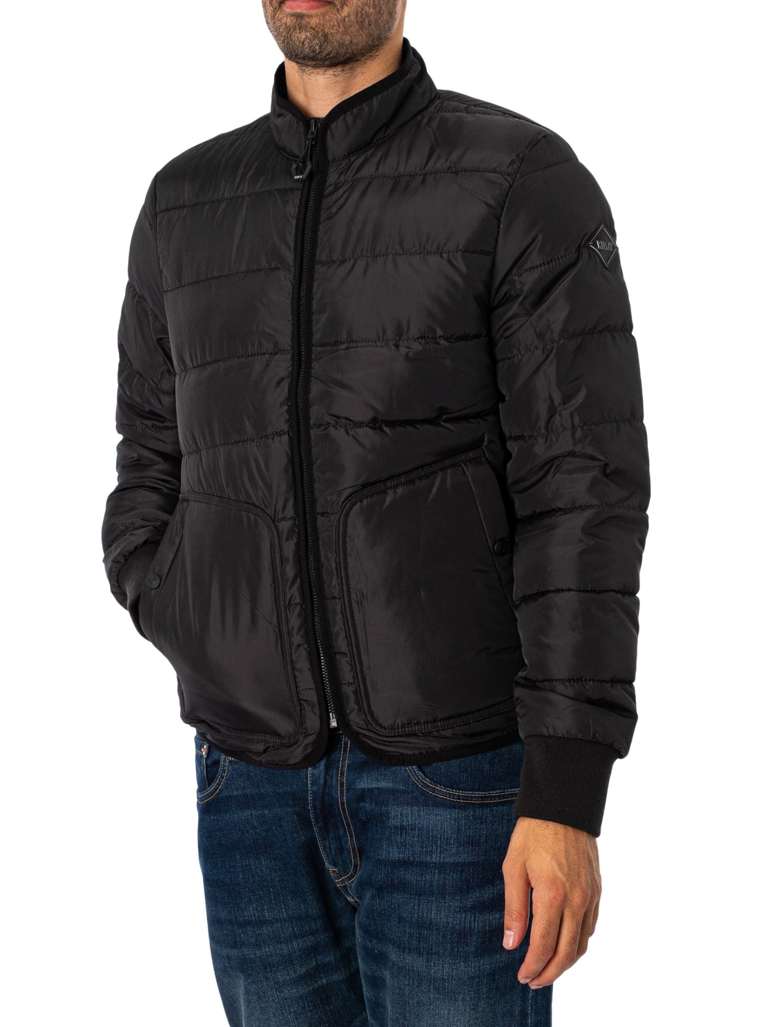 Replay Lightweight Puffer Jacket, Black - Walmart.com
