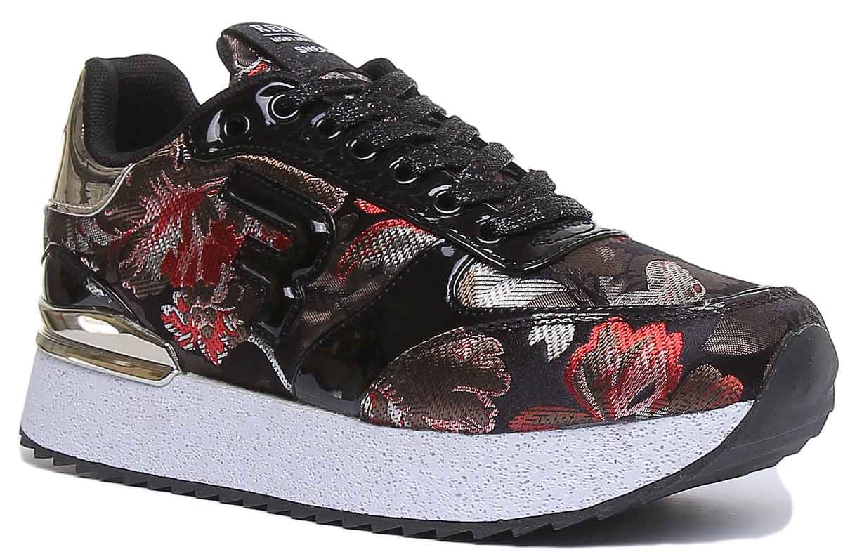 Replay Redbank R Logo Women's Platform Sole Lace Up Sneakers In Black ...