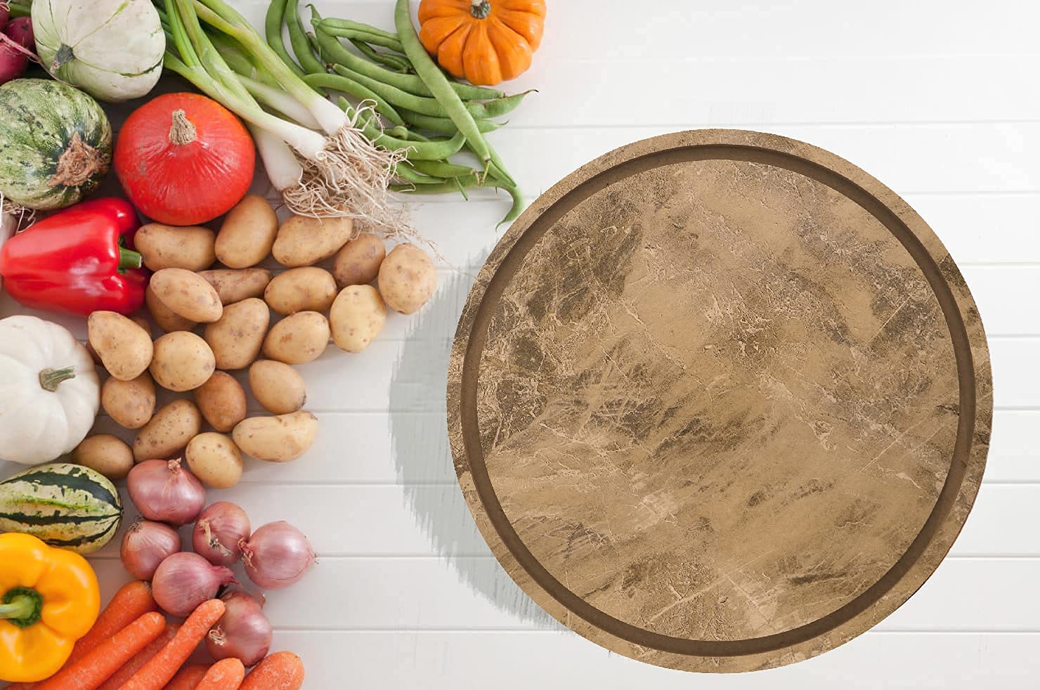 Replex Round Chopping Board Wooden Bread Veg Food Cutting Wood Chopper ...