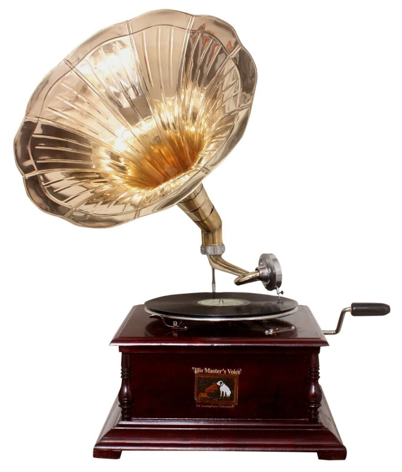 HMV Vintage Replica Gramophone, 78 rpm Phonograph with Brass Horn, 27 ...