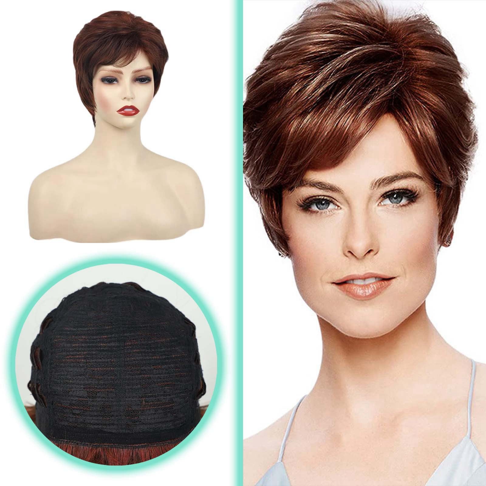 Replio Fashion Wig Women's Brown Red Short Straight Hair Fiber ...