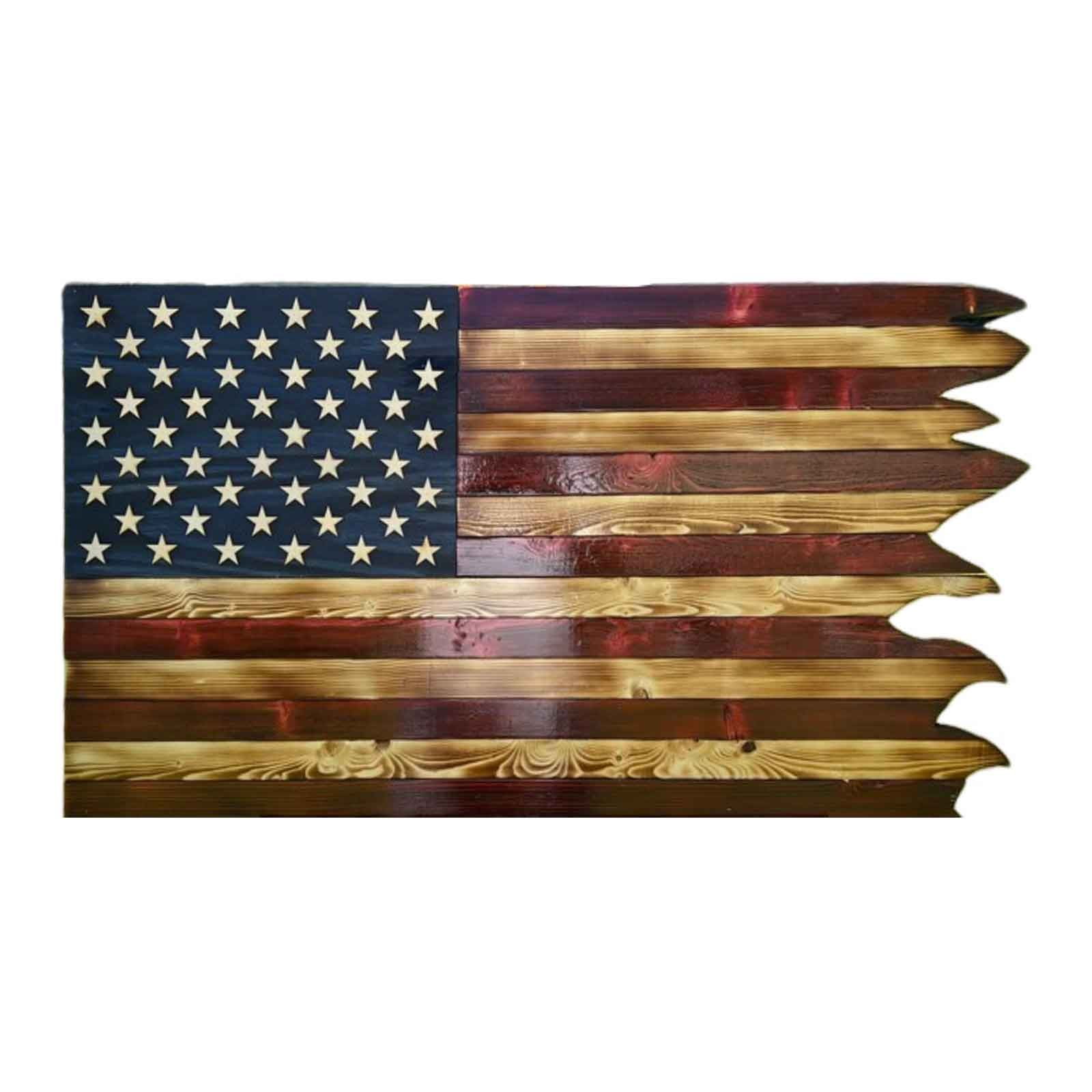 Replio Handmade Wooden Flag With Carved Star Honor Us Flag With Trim ...