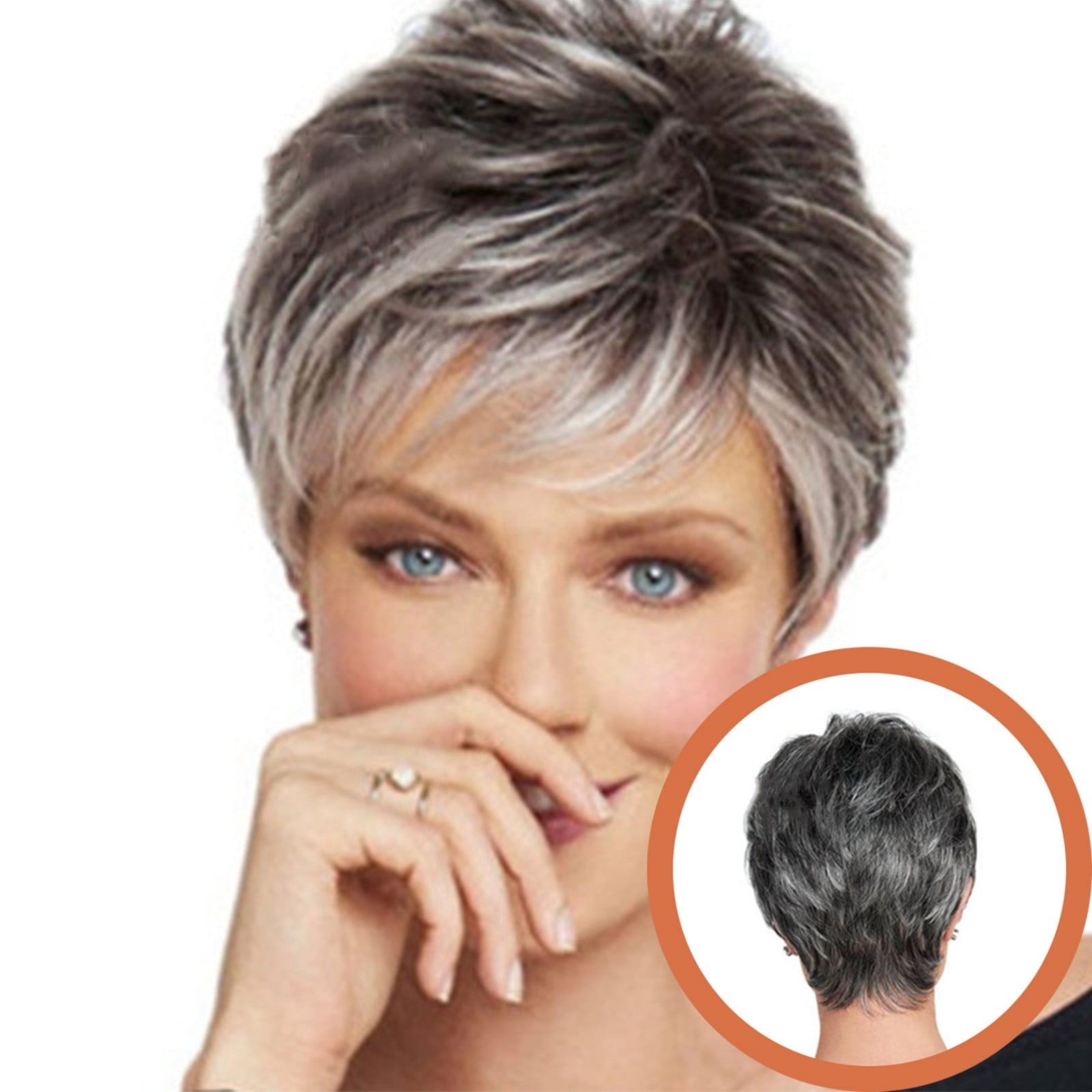 Replio New European And Wig Women's Gradient Short Hair Rose Mesh Fiber ...