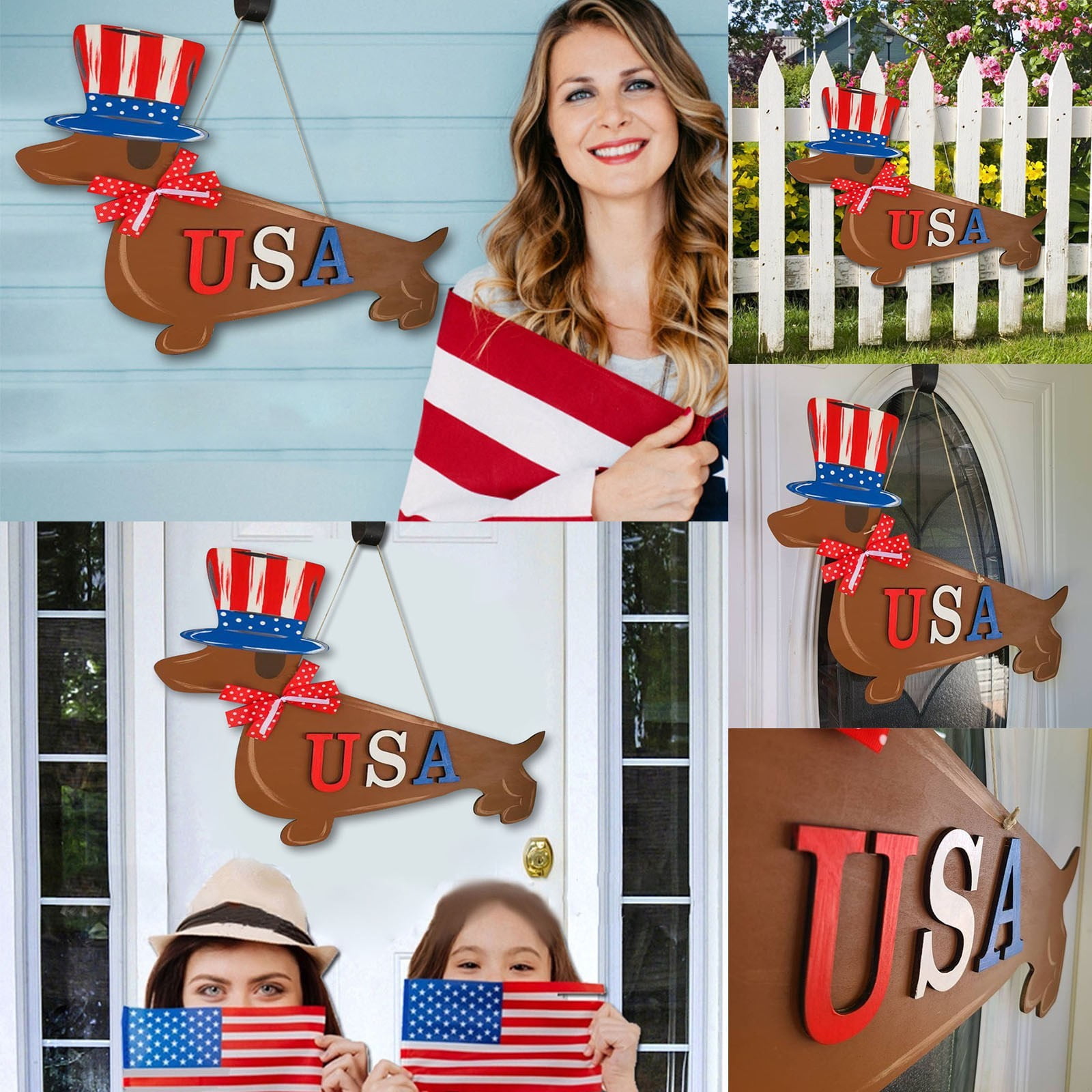 Replio Patriotic Door Sign July 4th 15.7 Inch Door Welcome Door Sign ...