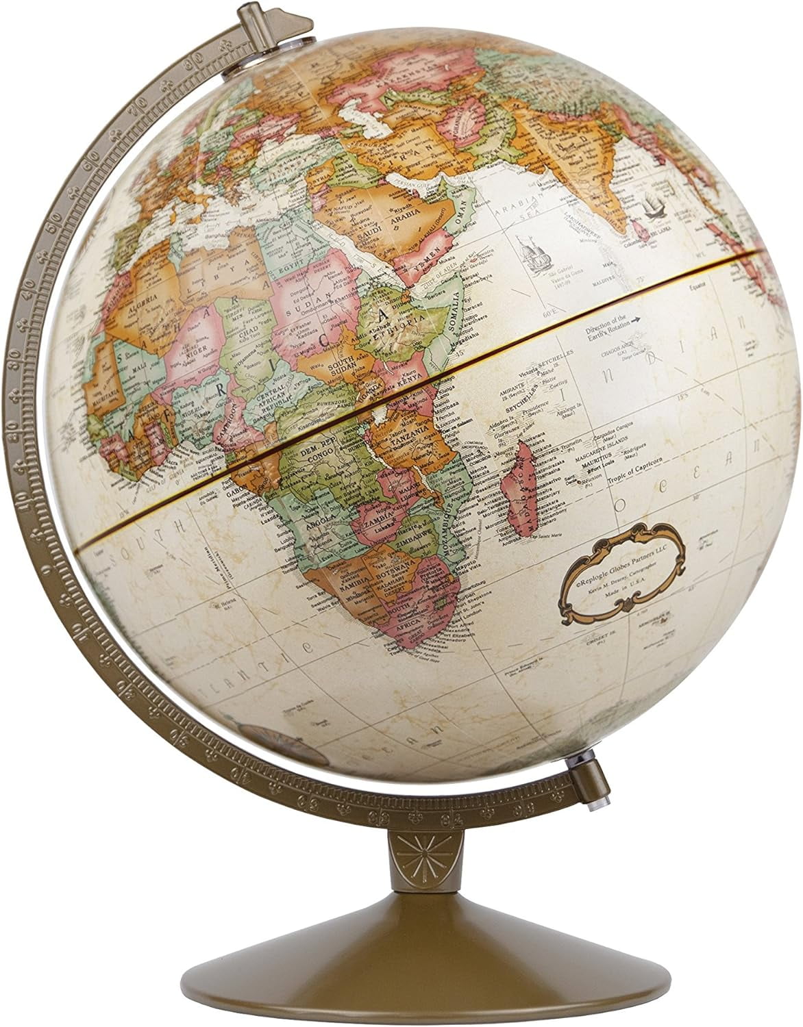 Replogle Globes Franklin World Globe, Antique Ocean, 12-Inch Diameter ...